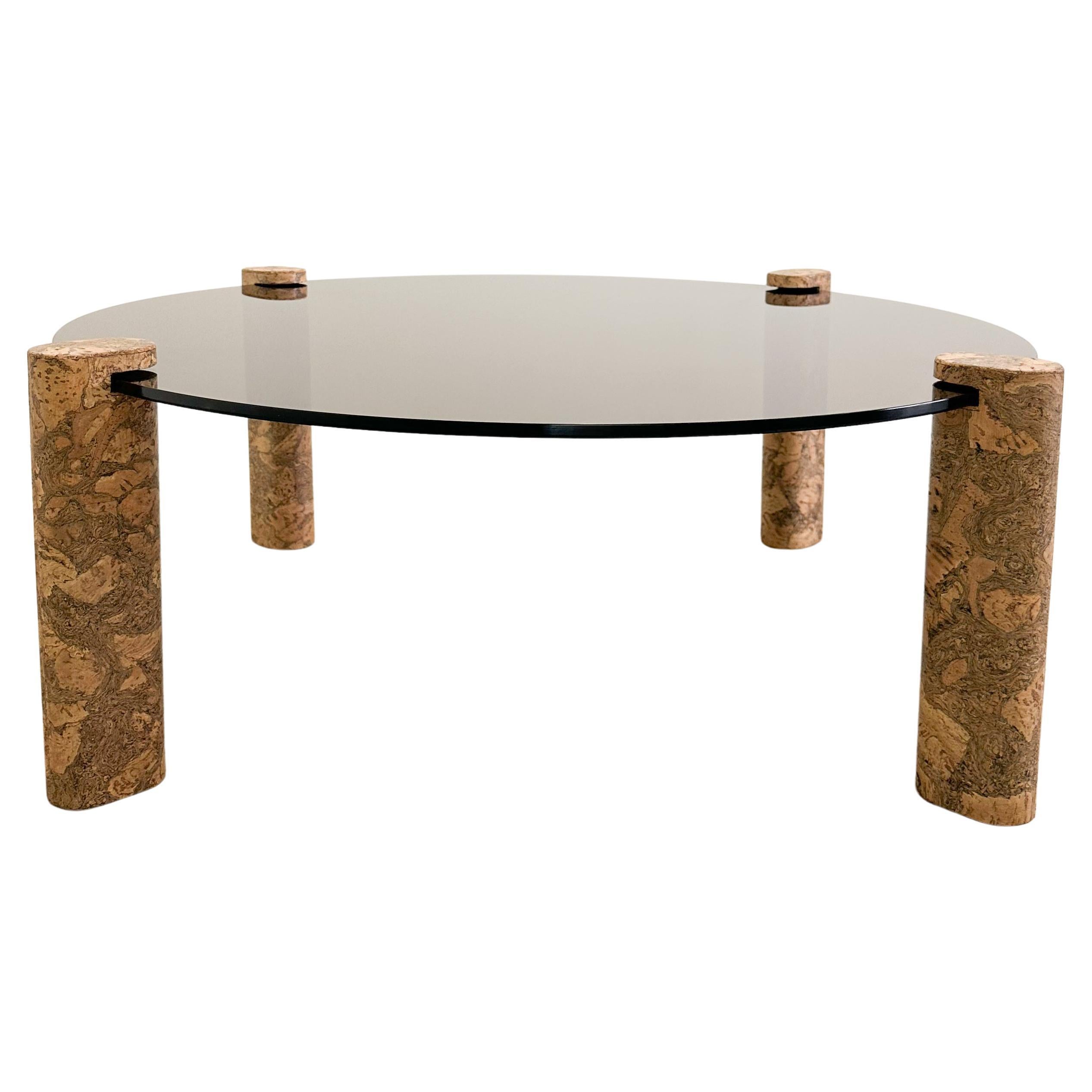 Vintage 70s Cork Round Coffee Table With Bronze Glass Burlwood MCM For ...