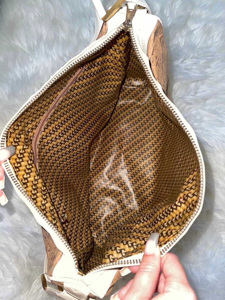 Vintage 70's GUCCI GG White Cream Beige Brown Wood Weekender Supreme ...