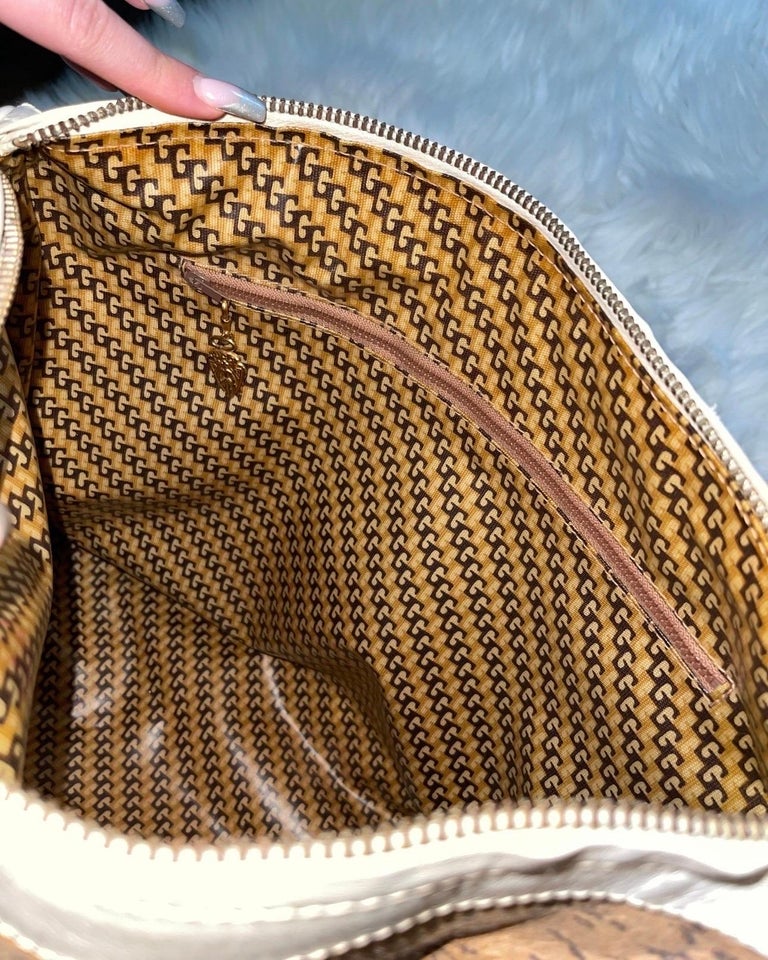 Vintage 70's GUCCI GG White Cream Beige Brown Wood Weekender Supreme ...