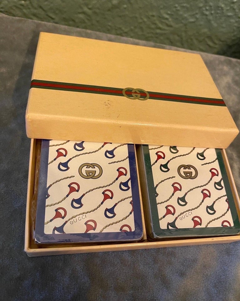 Vintage 70s Gucci Horsebit Green Blue Double Deck of Playing Card Game ...
