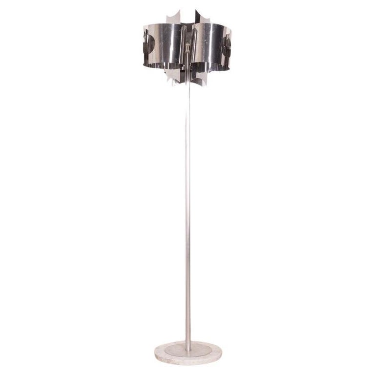 Vintage 70s Metal Chromed Floor Lamp Italian Design For Sale at 1stDibs