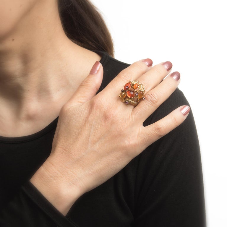 Vintage 1970s Mexican Fire Opal Ruby Ring Nugget Cocktail Estate Fine ...