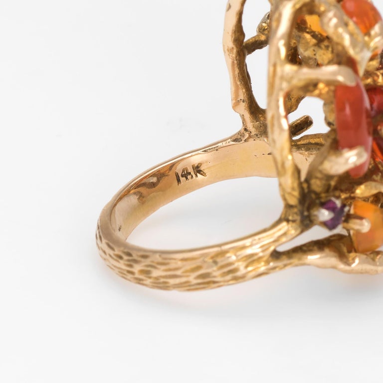 Vintage 1970s Mexican Fire Opal Ruby Ring Nugget Cocktail Estate Fine ...