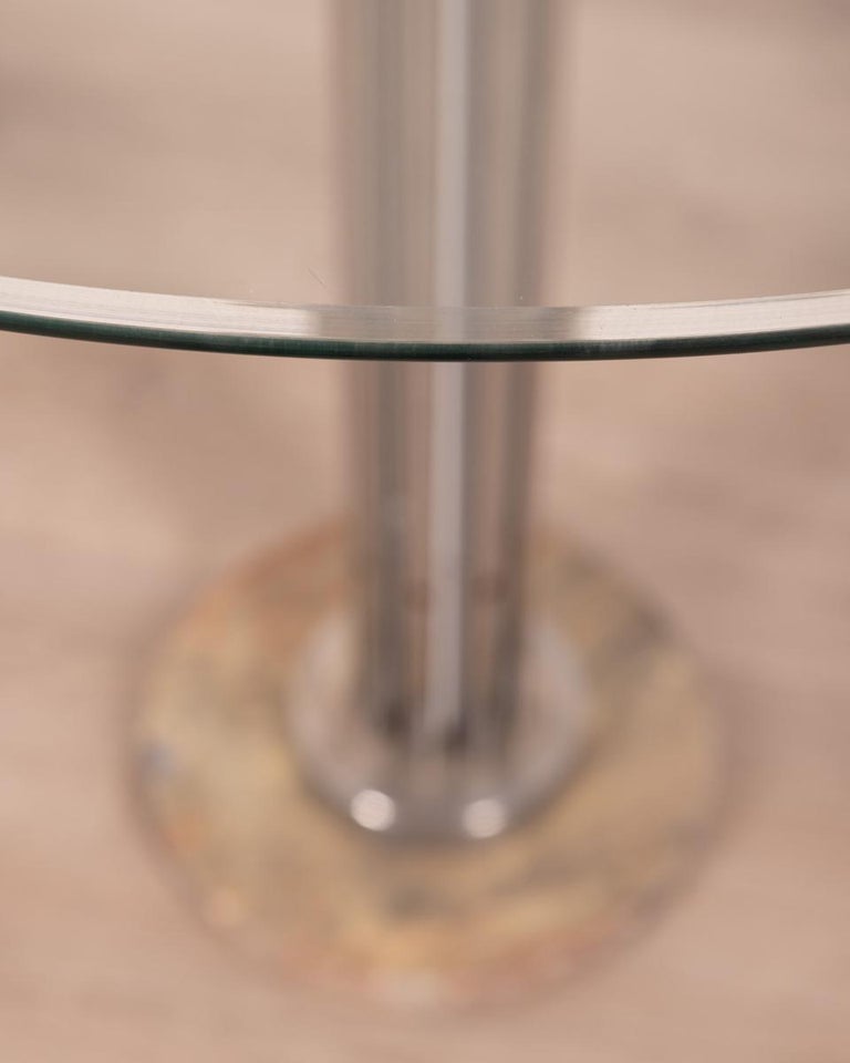 Vintage 70's Round Glass Table Italian Design For Sale at 1stDibs