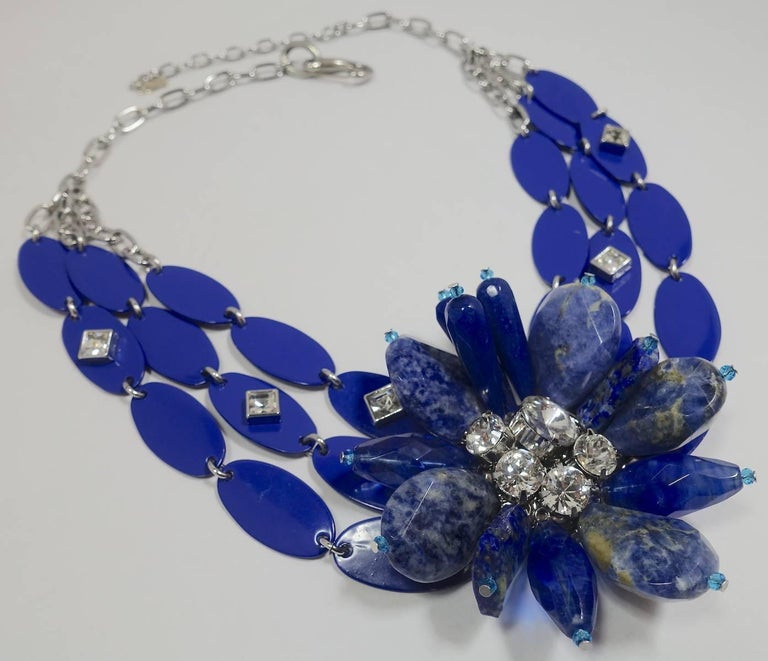 Vintage 80s-90s Signed YSL Robert Goosens Paris Lapis Floral Necklace ...
