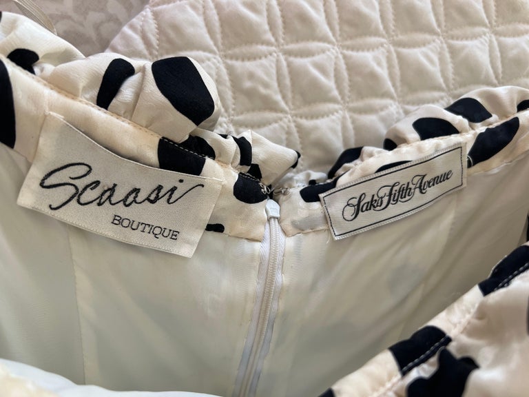 VINTAGE 80'S ARNOLD SCAASI DRESS COCKTAIL GOWN w/POLKA DOTS and BLACK ...