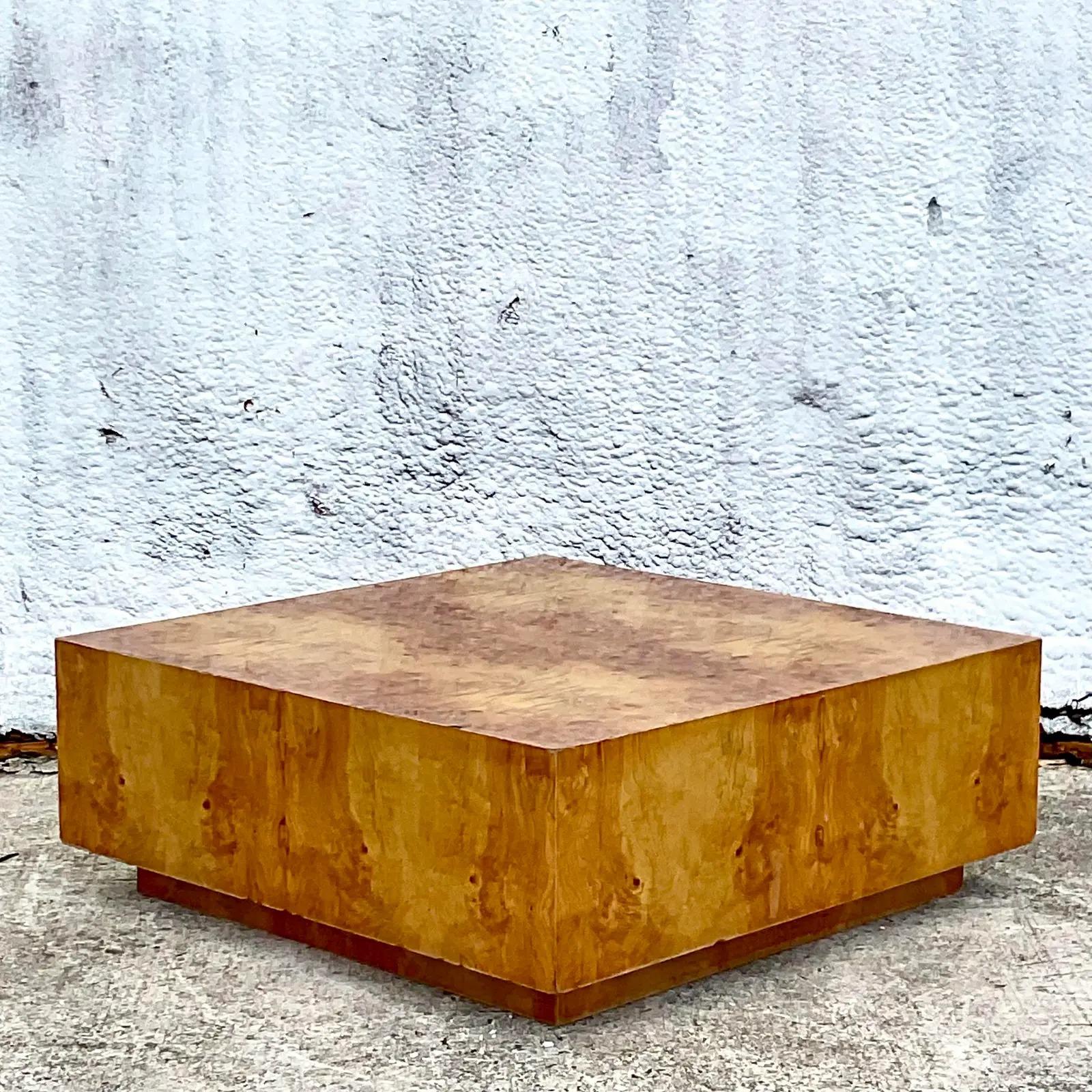 Vintage 80s Ashe Burl Wood Coffee Table After Milo Baughman for Thayer ...