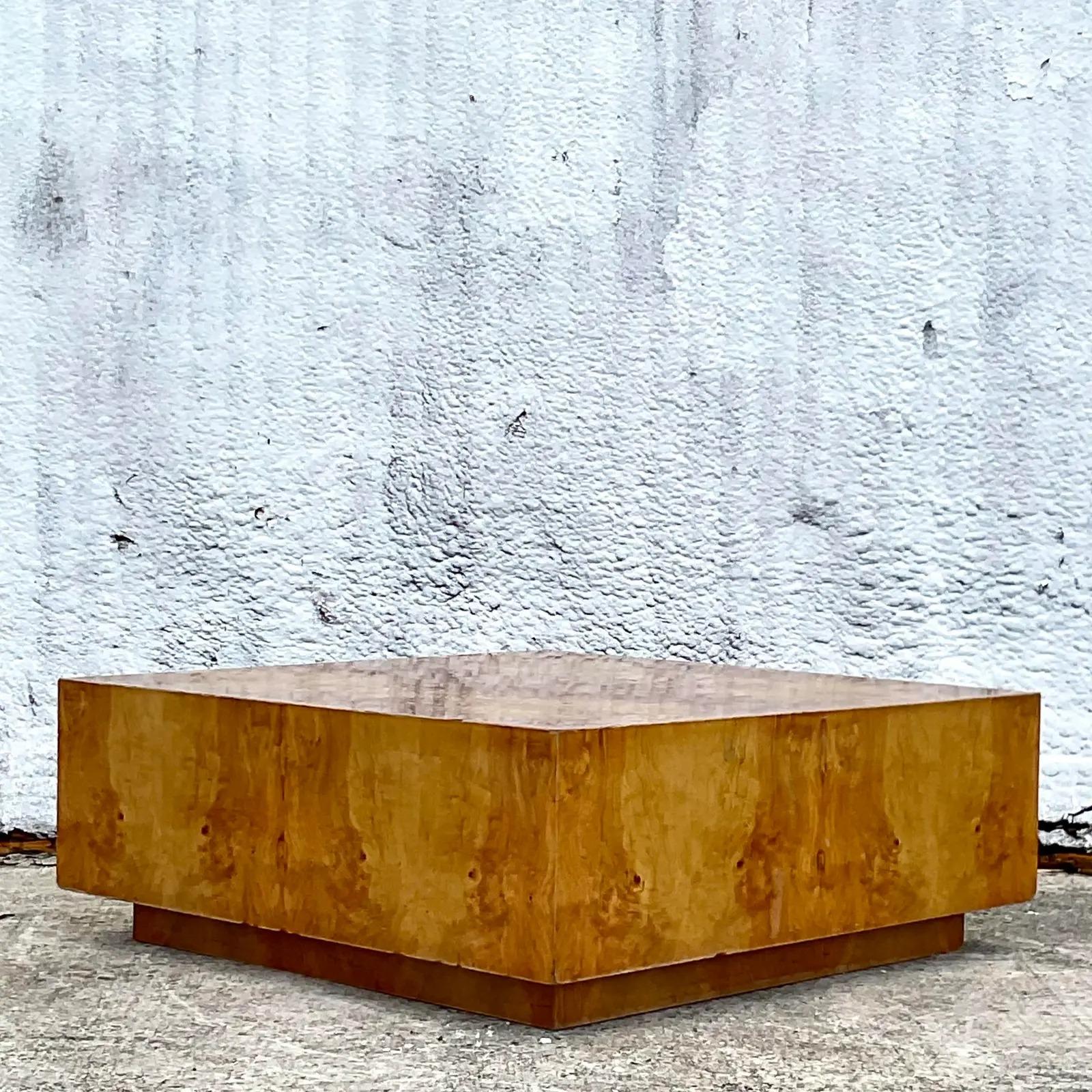 Vintage 80s Ashe Burl Wood Coffee Table After Milo Baughman for Thayer ...