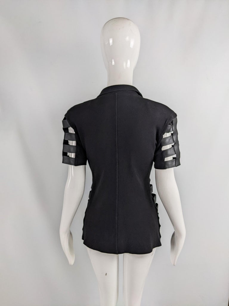 Vintage 80s Avant Garde Black Short Sleeve Cut Out Cage Blazer Jacket ...