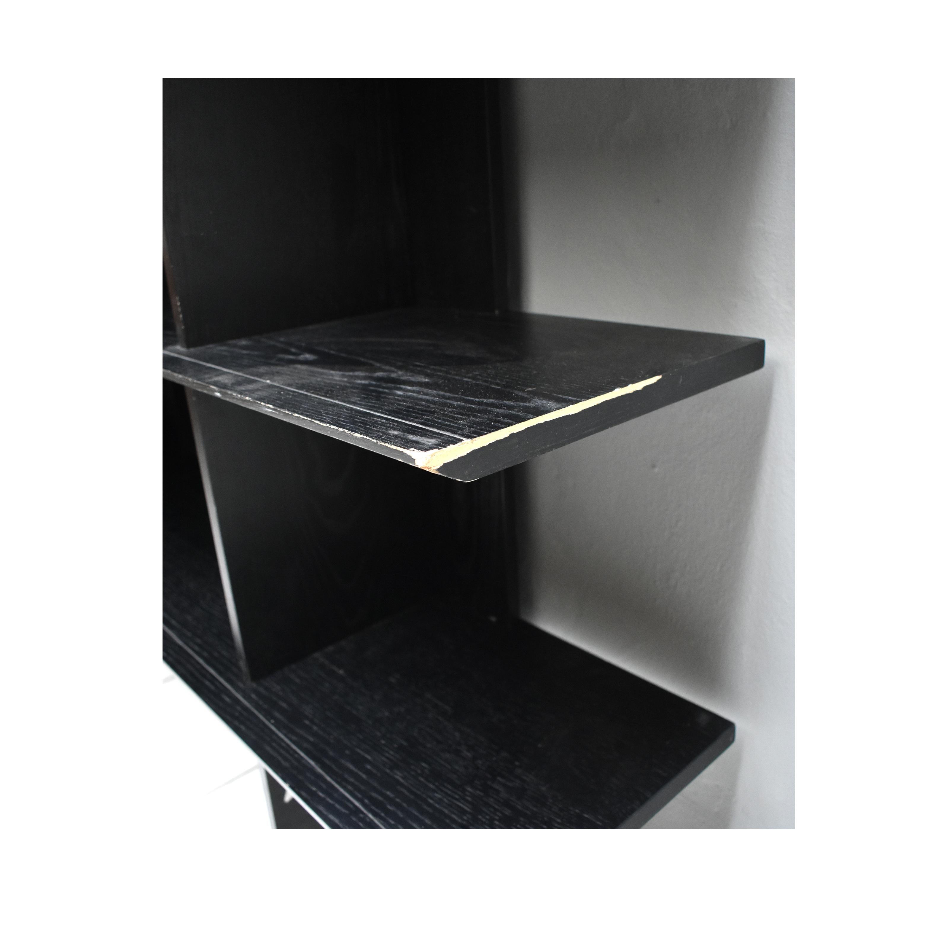 Vintage 80's Bookcase in Black Wood, Italian Manufacture at 1stDibs