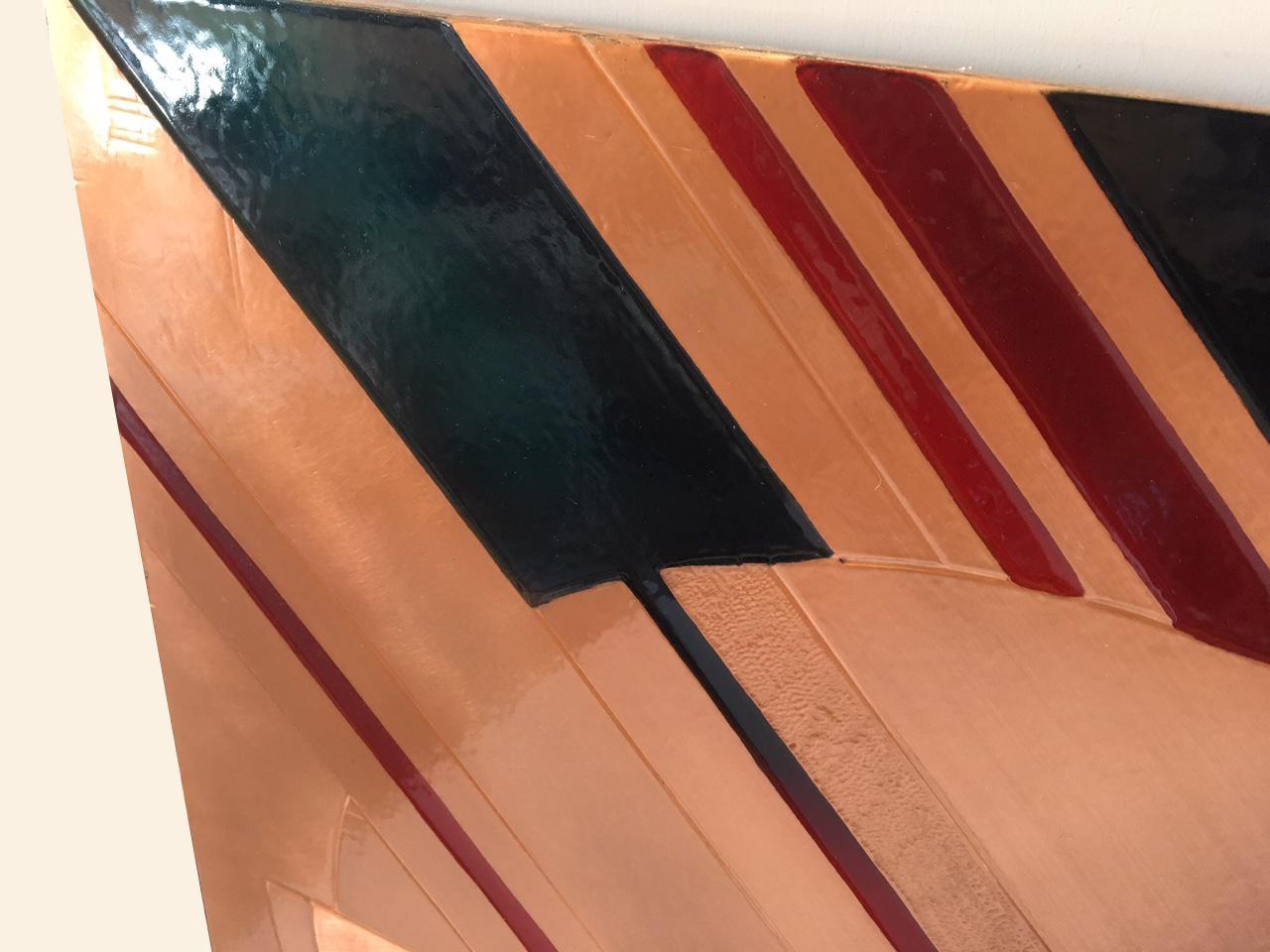 Vintage 1980s Copper Geometric Art Wall Hanging at 1stDibs