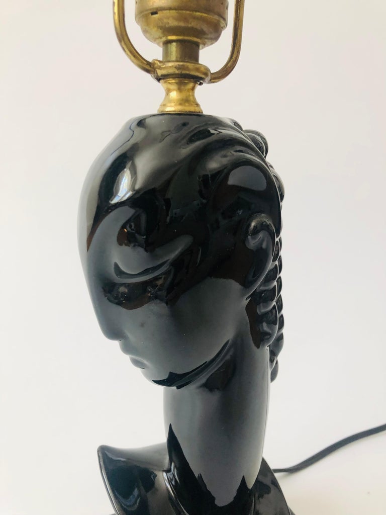 Vintage 80s Deco Bust Table Lamp For Sale at 1stDibs