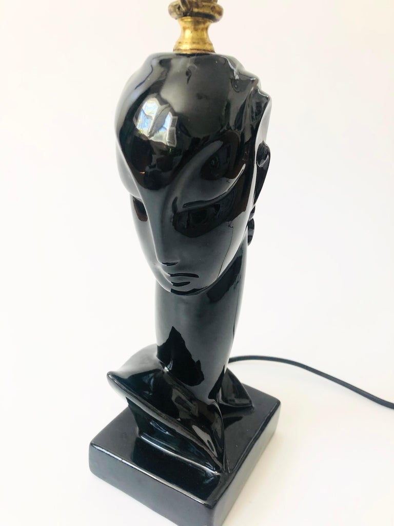 Vintage 80s Deco Bust Table Lamp For Sale at 1stDibs