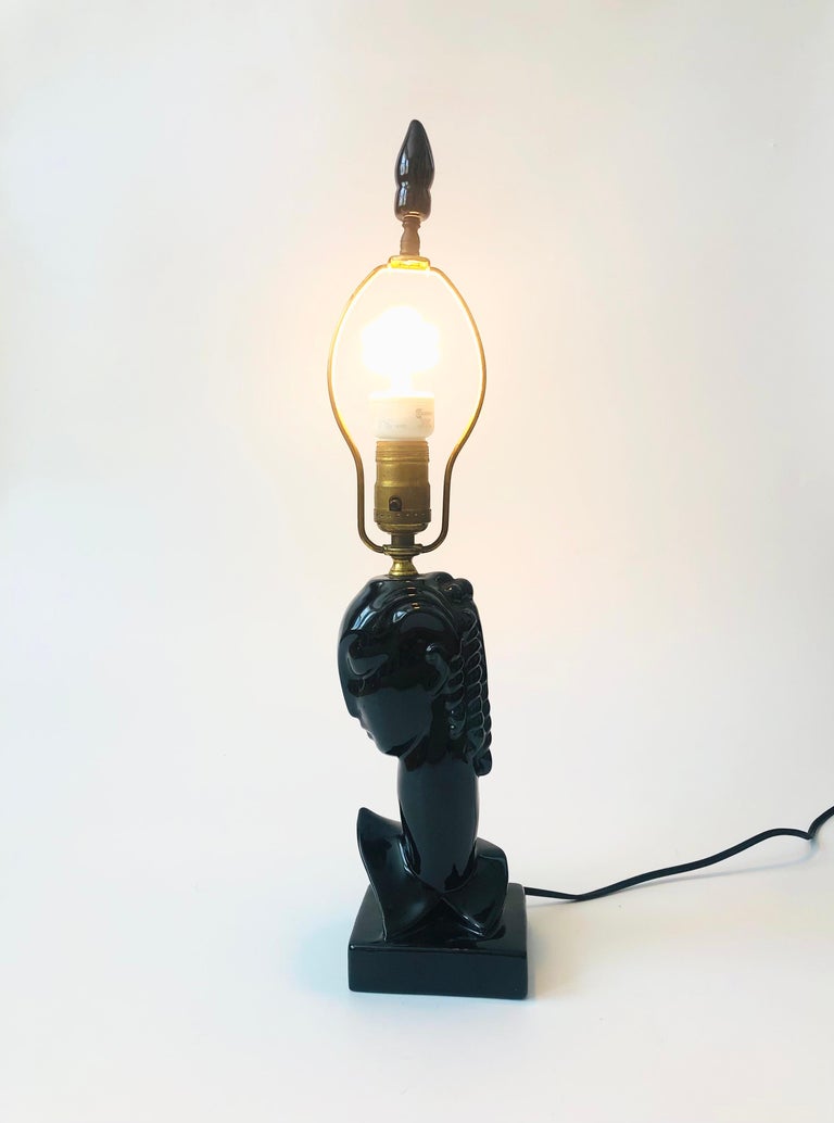 Vintage 80s Deco Bust Table Lamp For Sale at 1stDibs