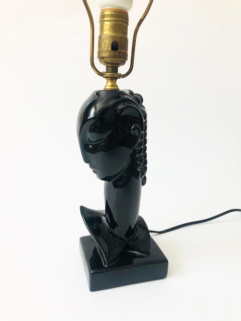 Vintage 80s Deco Bust Table Lamp For Sale at 1stDibs