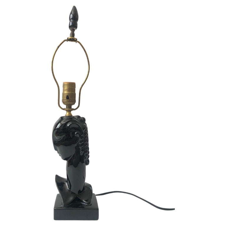 Vintage 80s Deco Bust Table Lamp For Sale at 1stDibs