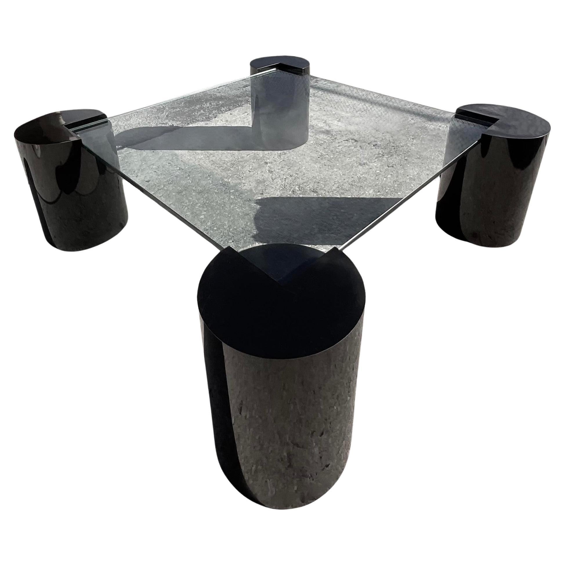 Vintage 80s Four Corners Pedestal Coffee Table After Springer For Sale ...