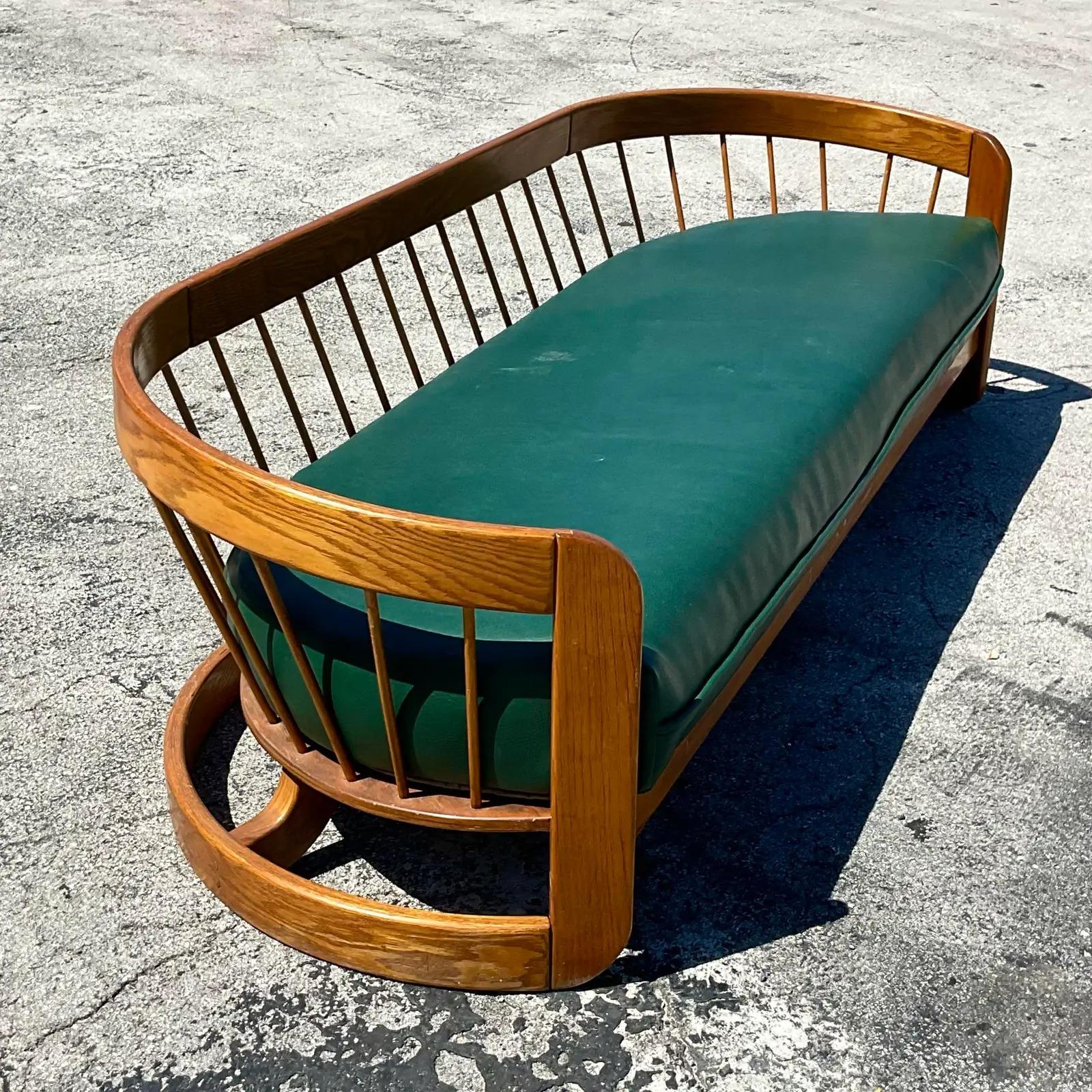 Vintage 80s Howard Furniture Curved Wood Sofa at 1stDibs | curved ...
