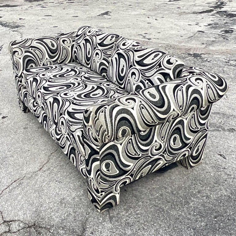 Vintage 80s Mod Jacquard Dreyfus Loveseat For Sale at 1stDibs