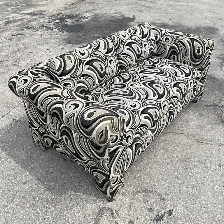 Vintage 80s Mod Jacquard Dreyfus Loveseat For Sale at 1stDibs