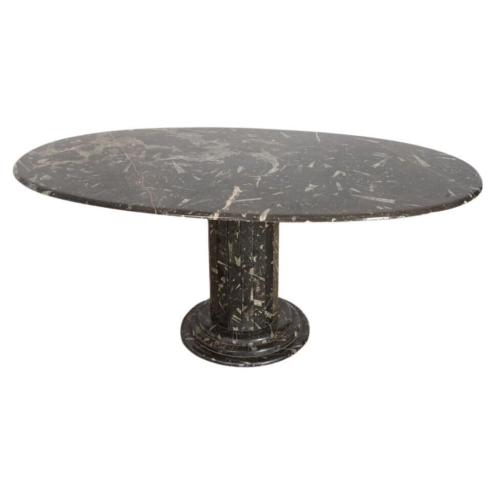 Vintage 80's Oval Table in Fossil Marble Italian Design at 1stDibs