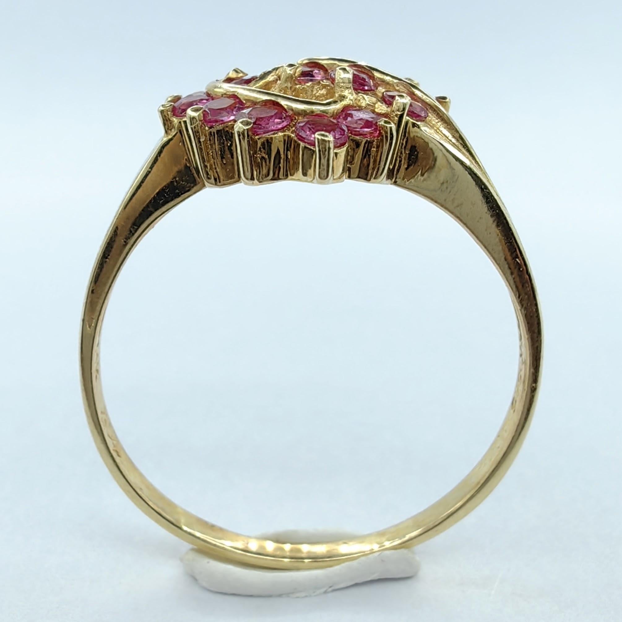 Vintage 1980s Pink Sapphire Heart Ring in 14k Yellow Gold For Sale at ...