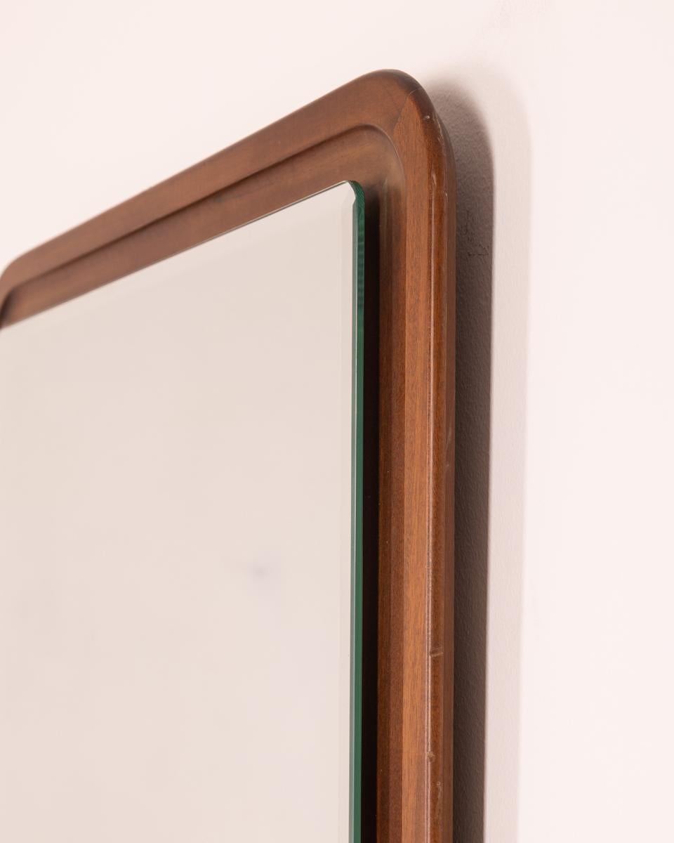 Vintage 80's wall mirror in Teak wood Italian design at 1stDibs