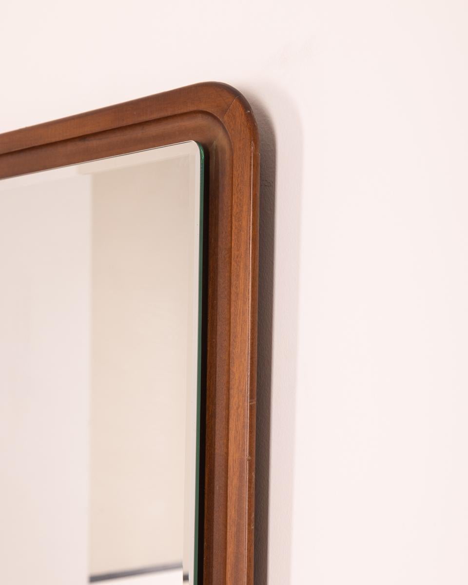 Vintage 80's wall mirror in Teak wood Italian design at 1stDibs