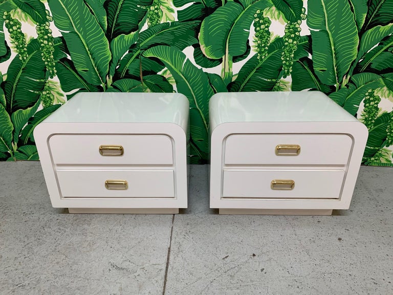 Vintage 1980s White Waterfall Nightstands at 1stDibs | 80s nightstand ...