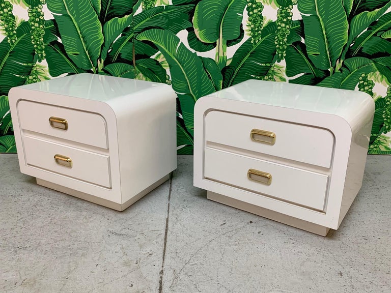 Vintage 1980s White Waterfall Nightstands at 1stDibs | 80s nightstand ...