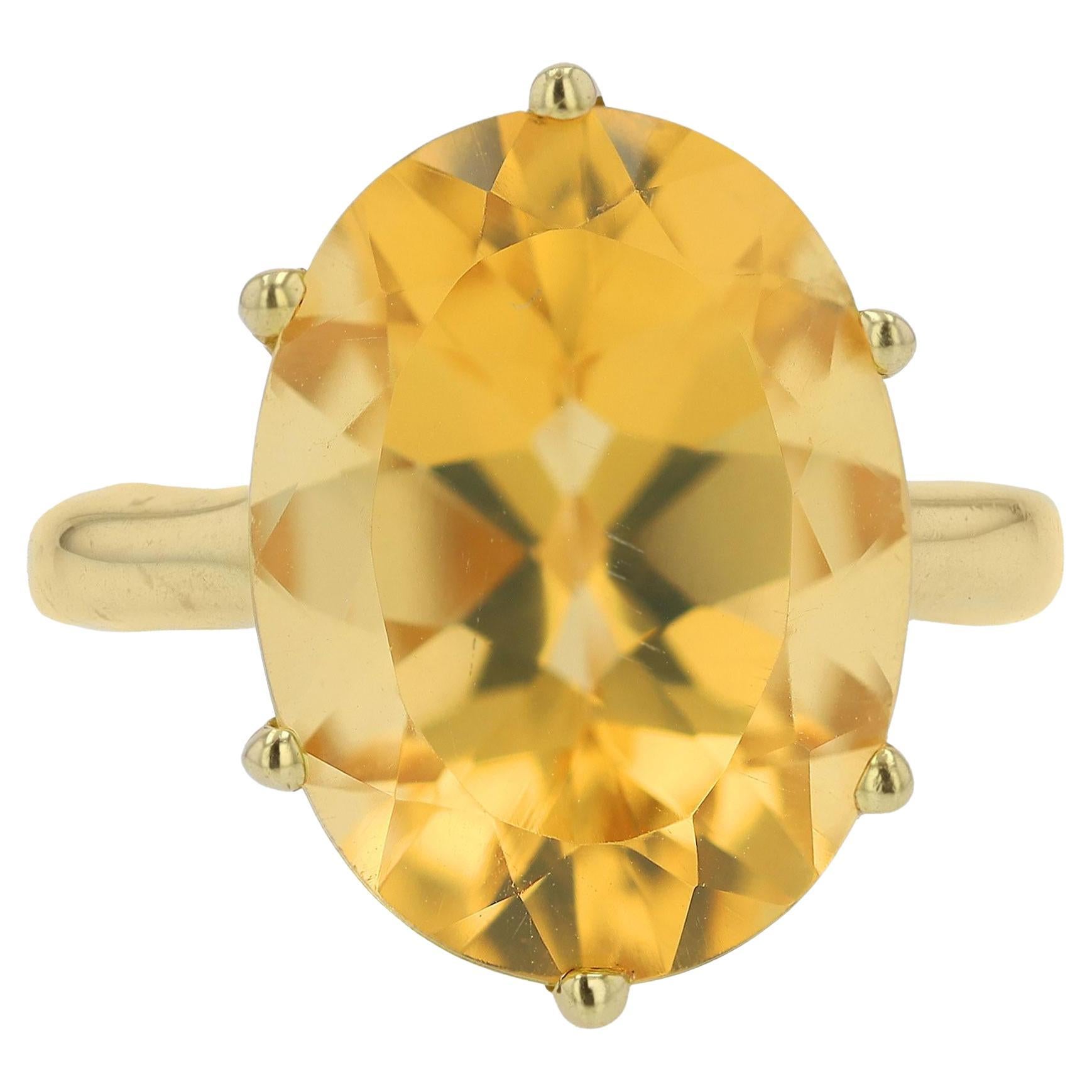 Vintage 8.30 Carat Citrine and Yellow Gold Cocktail Ring For Sale at ...