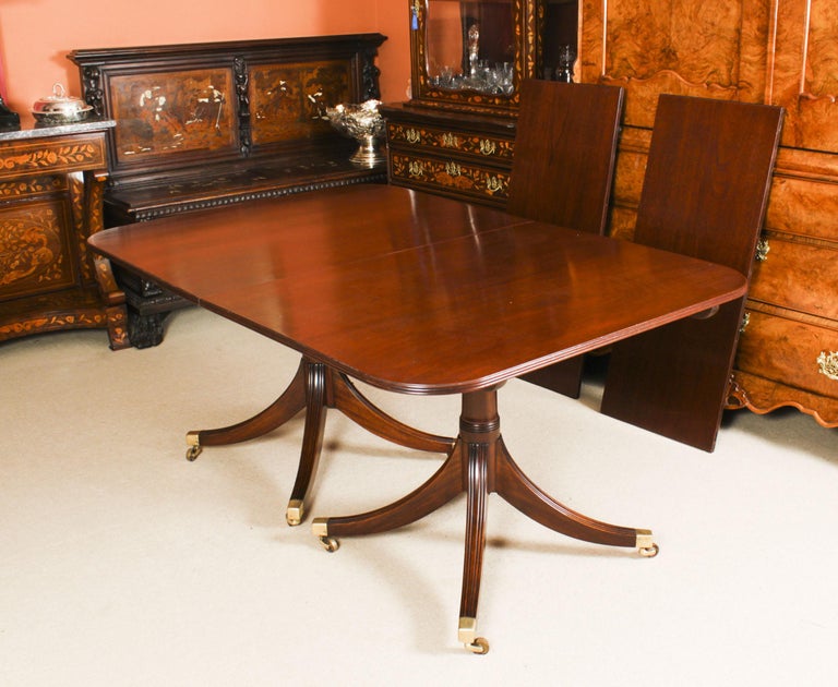 Vintage 8ft Regency Mahogany Twin Pillar Dining Table William Tillman ...