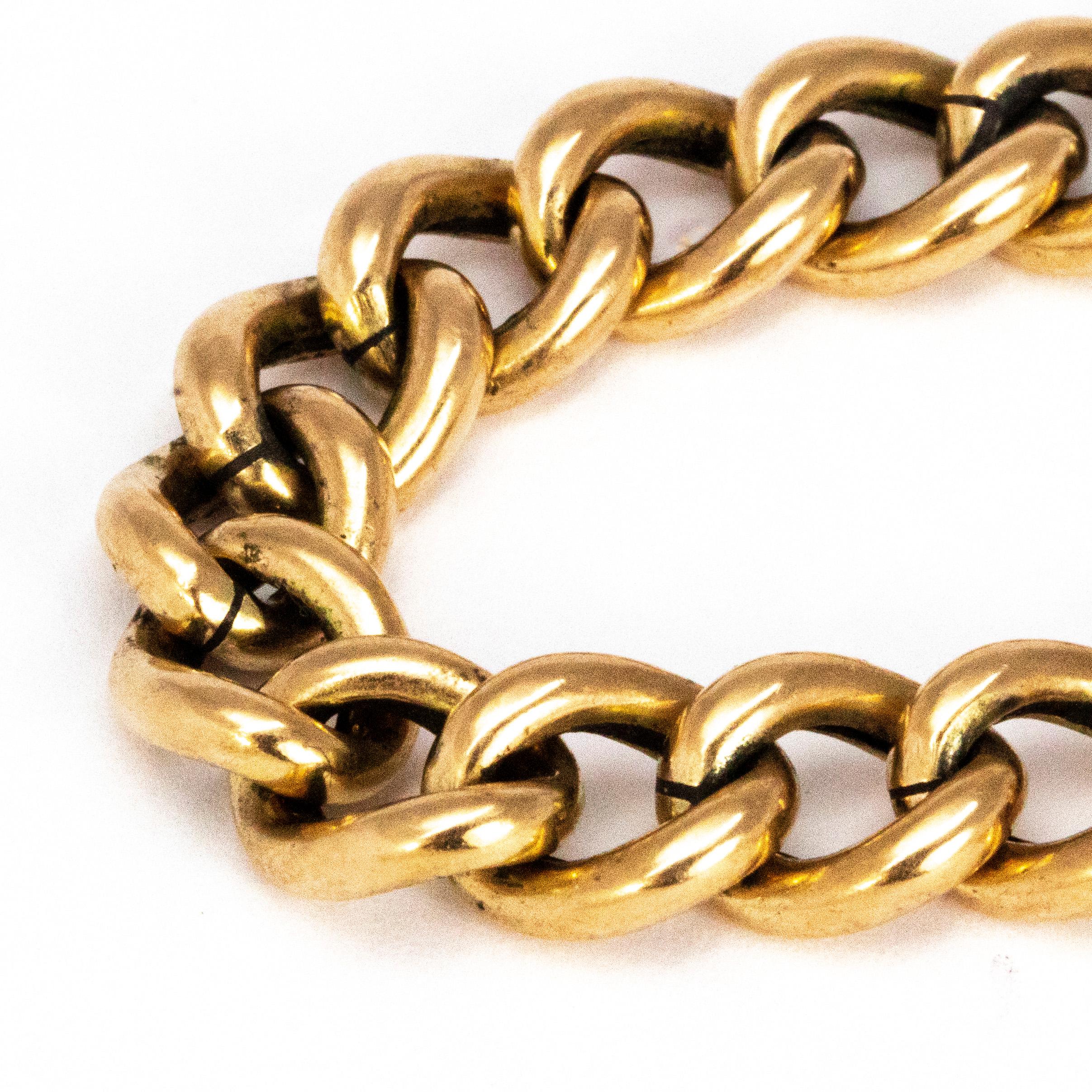 Vintage 9 Carat Gold Curb Chain Bracelet at 1stDibs | 9 carat gold ...