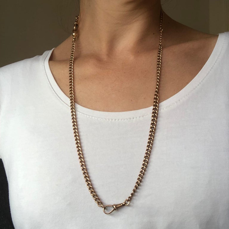 Vintage 9 Carat Gold Double Albert Chain Necklace With Dog Clips at ...