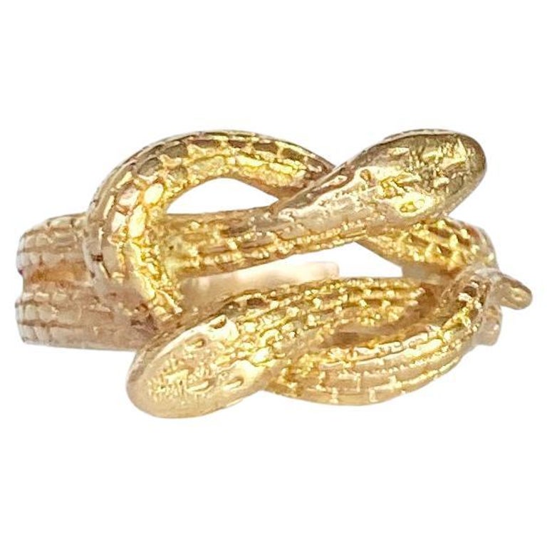 Vintage 9 Carat Gold Double Snake Ring For Sale at 1stDibs