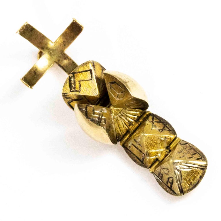 Vintage 9 Carat Gold Masonic Orb Pendant at 1stDibs