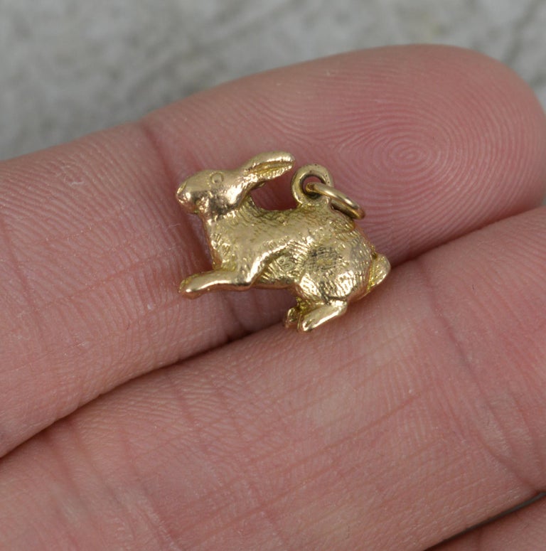 Vintage 9 Carat Gold Rabbit Hare Pendant or Charm For Sale at 1stDibs