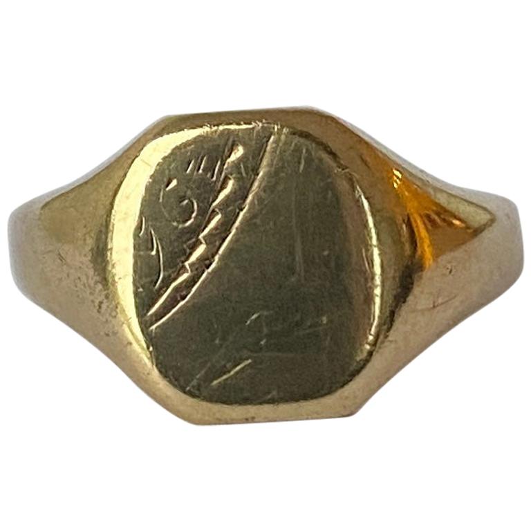 Vintage Red Enamel Diamond Signet Ring at 1stDibs