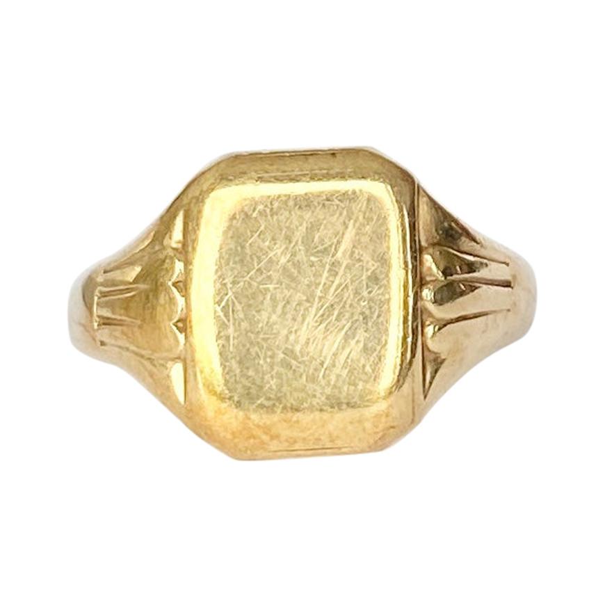 Vintage Red Enamel Diamond Signet Ring at 1stDibs