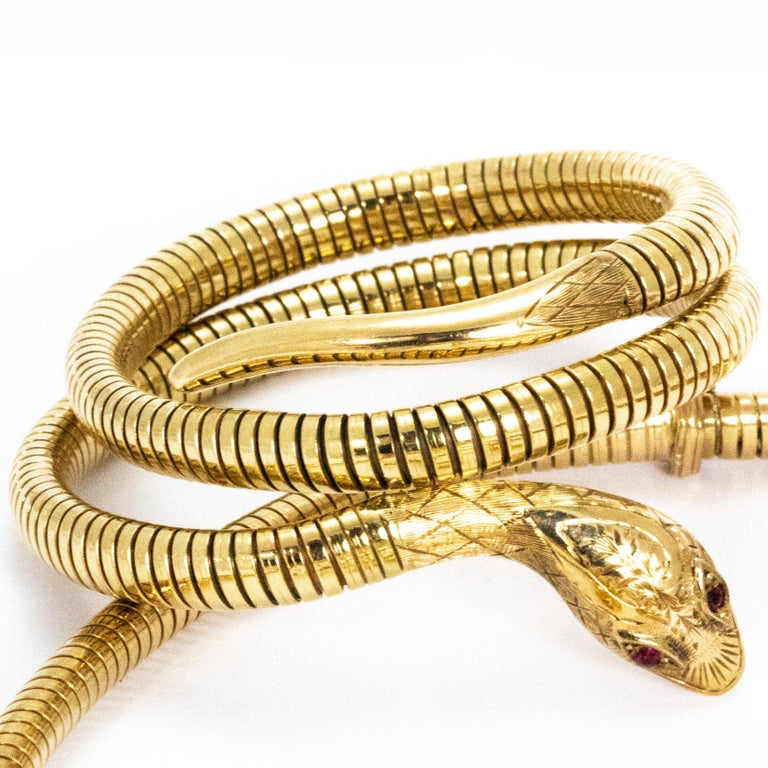 Vintage 9 Gold Snake Bracelet, Earrings and Necklace Set at 1stDibs ...