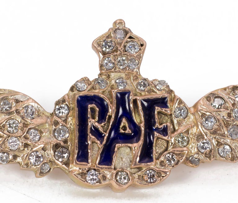 Vintage 9 Karat Gold and Diamond RAF Brooch at 1stDibs
