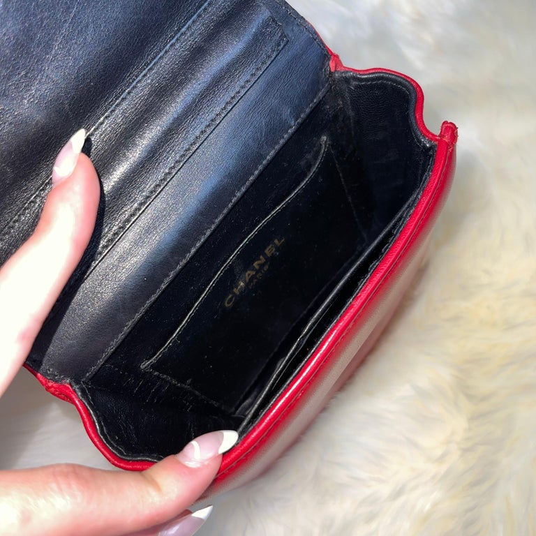 Vintage 90s Chanel Red Top Handle Bag For Sale at 1stDibs