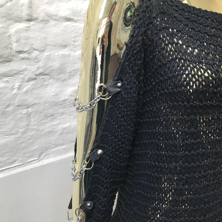 Vintage 90s Grunge Knitted Chain Sleeve Top For Sale at 1stDibs