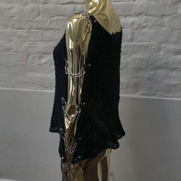 Vintage 90s Grunge Knitted Chain Sleeve Top For Sale at 1stDibs