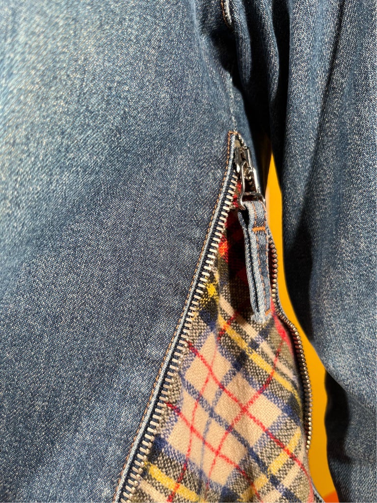 Vintage 90's JEAN PAUL GAULTIER Denim and Plaid Zip-Up Jacket For Sale ...