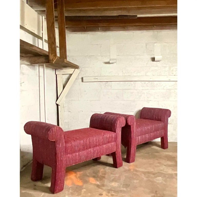 Vintage 90s Scroll Arm Custom Benches, a Pair at 1stDibs | scrolller 90s