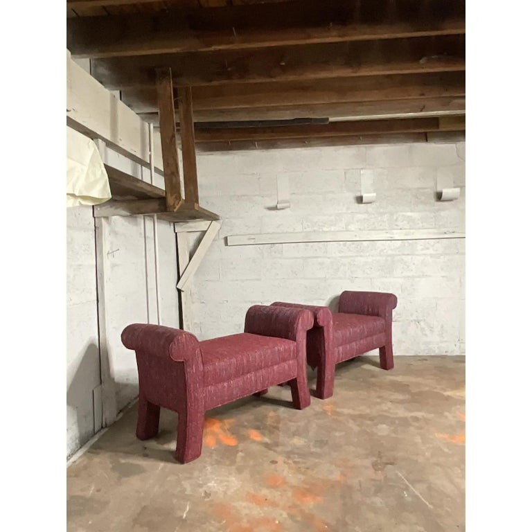 Vintage 90s Scroll Arm Custom Benches, a Pair at 1stDibs | scrolller 90s