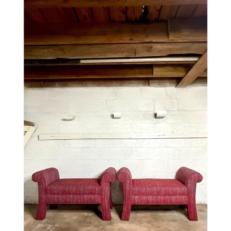 Vintage 90s Scroll Arm Custom Benches, a Pair at 1stDibs | scrolller 90s