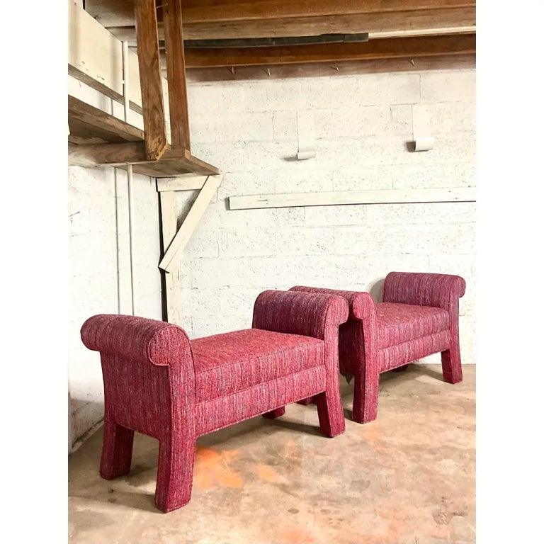Vintage 90s Scroll Arm Custom Benches, a Pair at 1stDibs | scrolller 90s