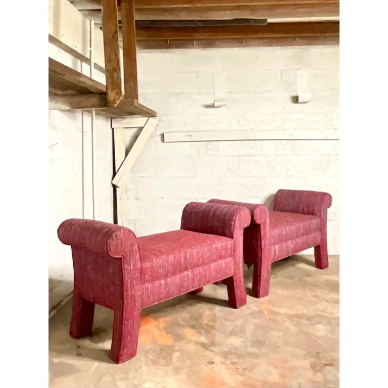 Vintage 90s Scroll Arm Custom Benches, a Pair at 1stDibs | scrolller 90s